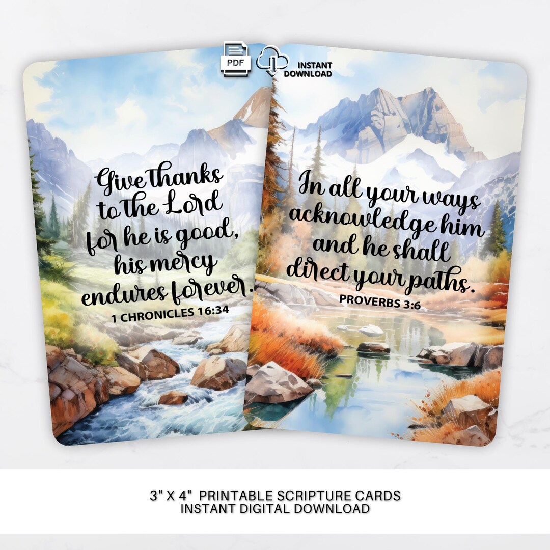 Bible Verse Affirmations Art Print Mini Cards, Faith Inspired ...