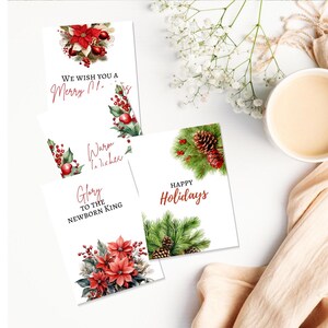 Printable Christmas Mini Cards, Set of 12 Festive 3x4 Inch Holiday ...