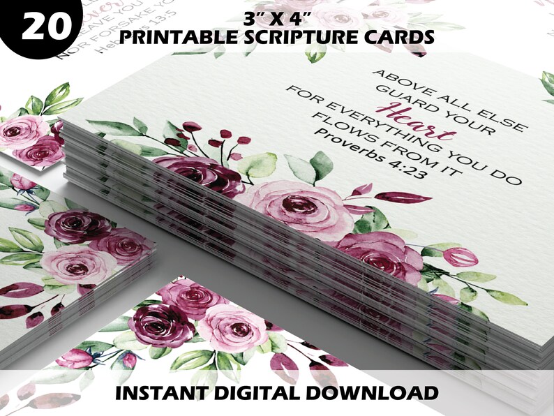 Mini Scripture Cards Watercolor Bible Verse Card Set - Etsy