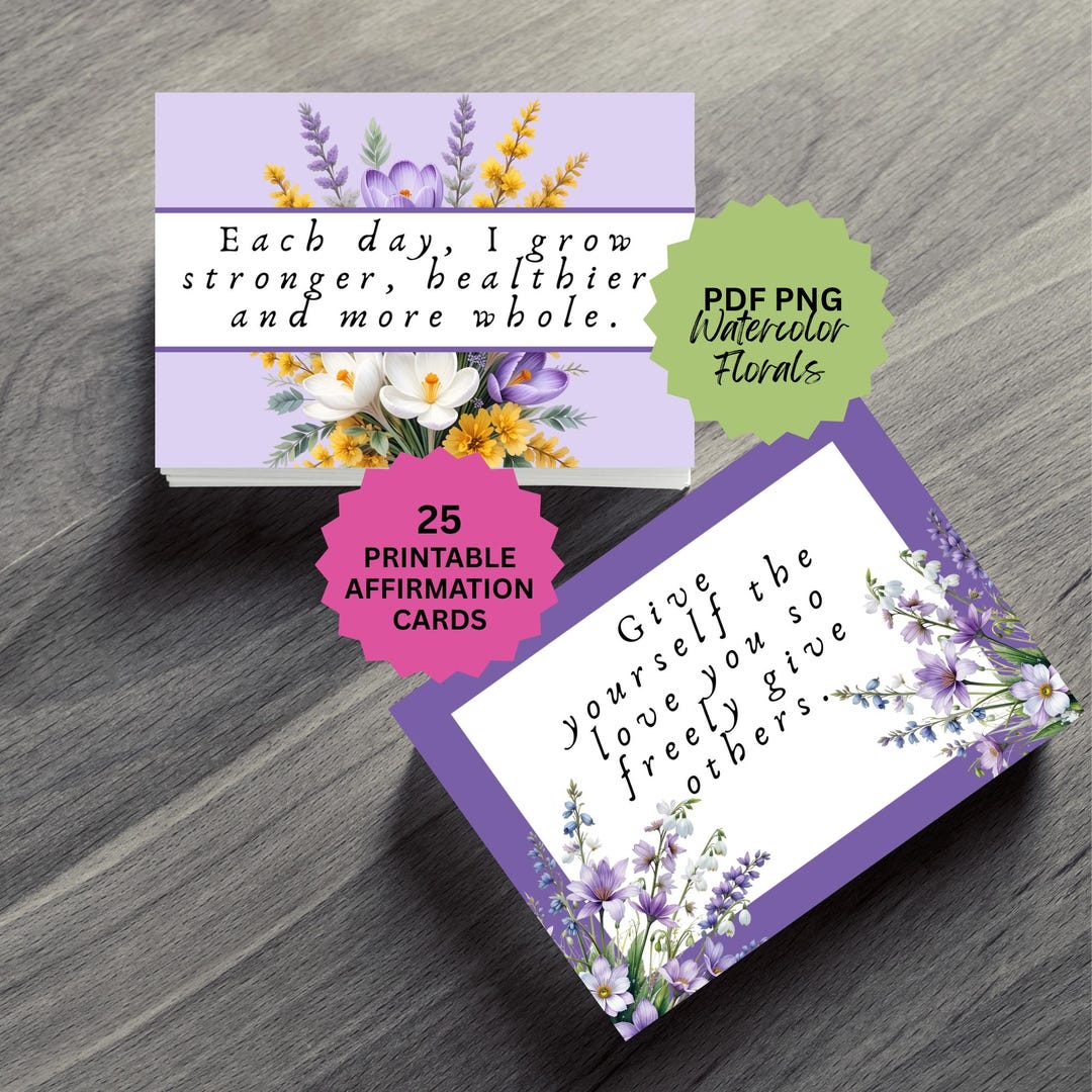 25 Floral Affirmation Cards | Self-care, Mental Wellness (PDF & PNG) - Etsy