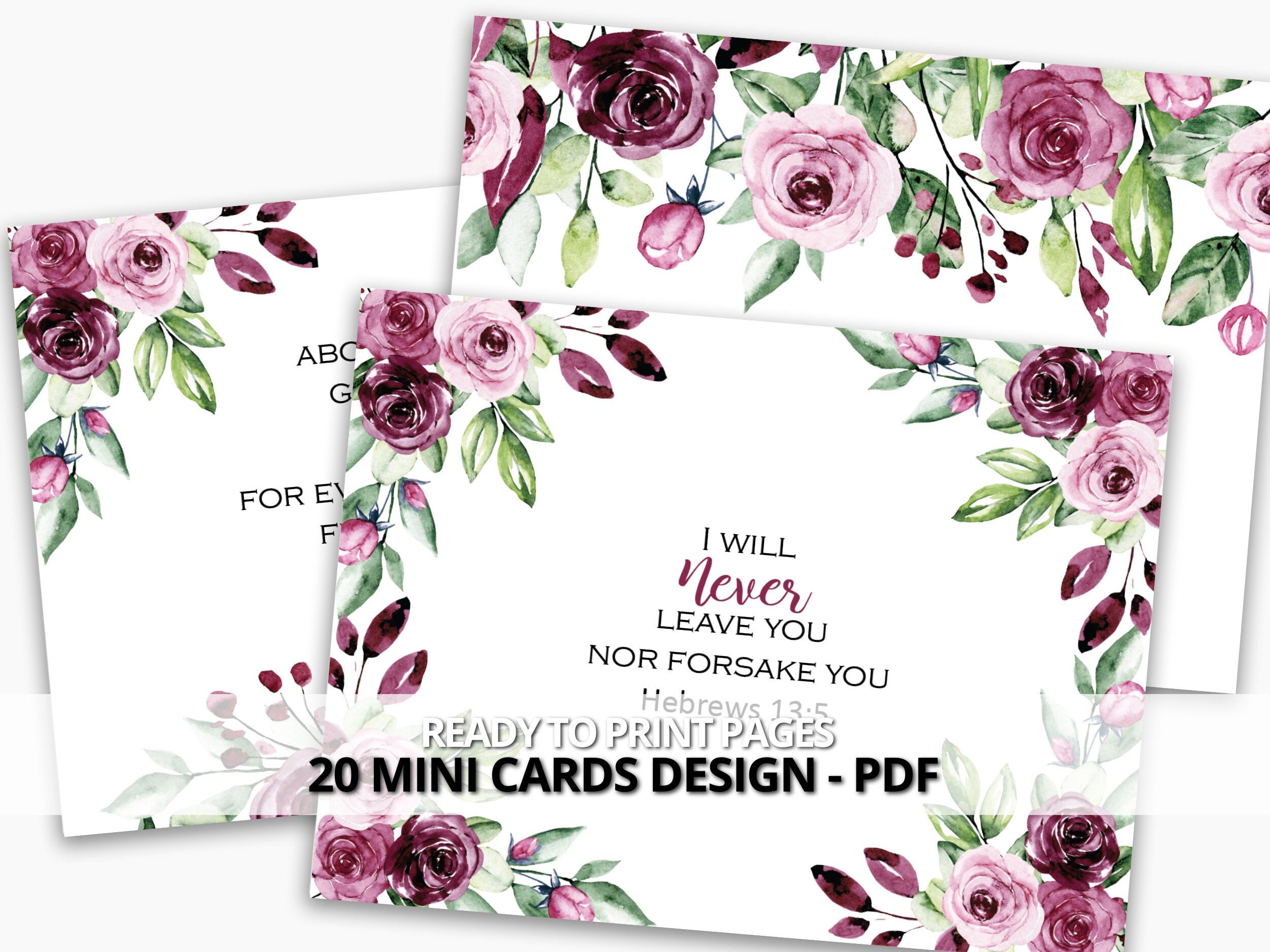 Mini Scripture Cards, Watercolor Bible Verse Card Set, Encouraging ...