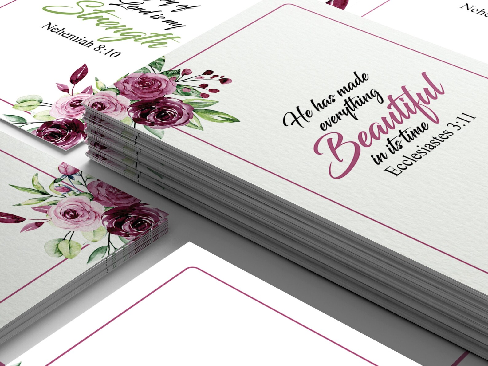 6 Bible Verse Printable Scripture Note Cards Watercolor Designs, 5x7 ...