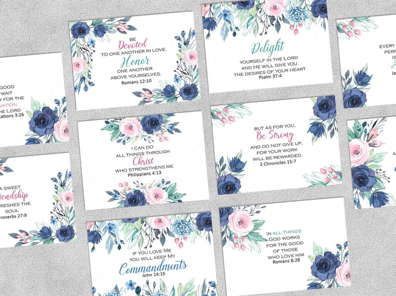 20 3x4 Bible Verse Watercolor Affirmation Printable Cards Pink - Etsy
