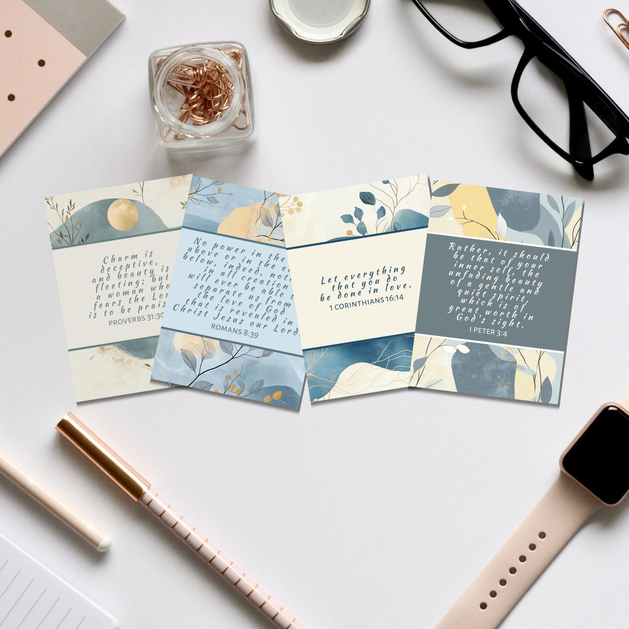 Printable Mini Bible Verse Cards With Watercolor Botanicals ...