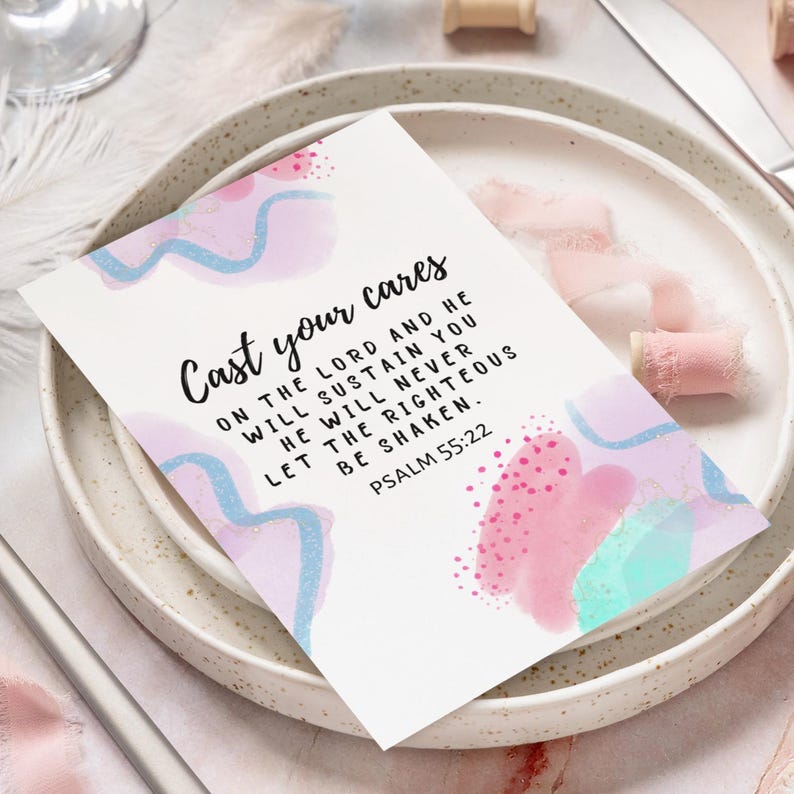 Abstract Watercolor Printable Bible Verse Cards, Assorted Encouragement ...