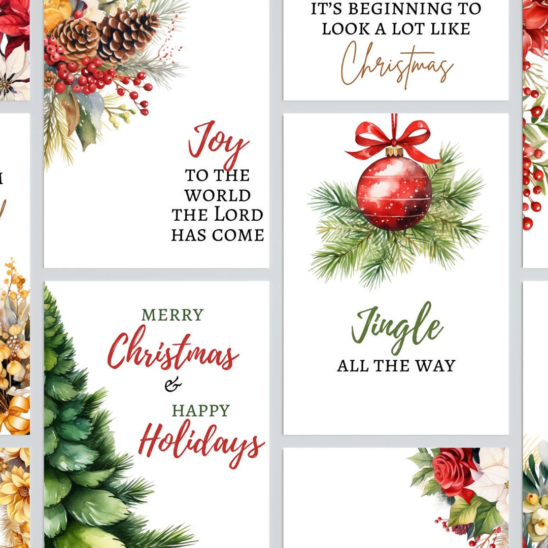 Printable Christmas Mini Cards, Set of 12 Festive 3x4 Inch Holiday ...