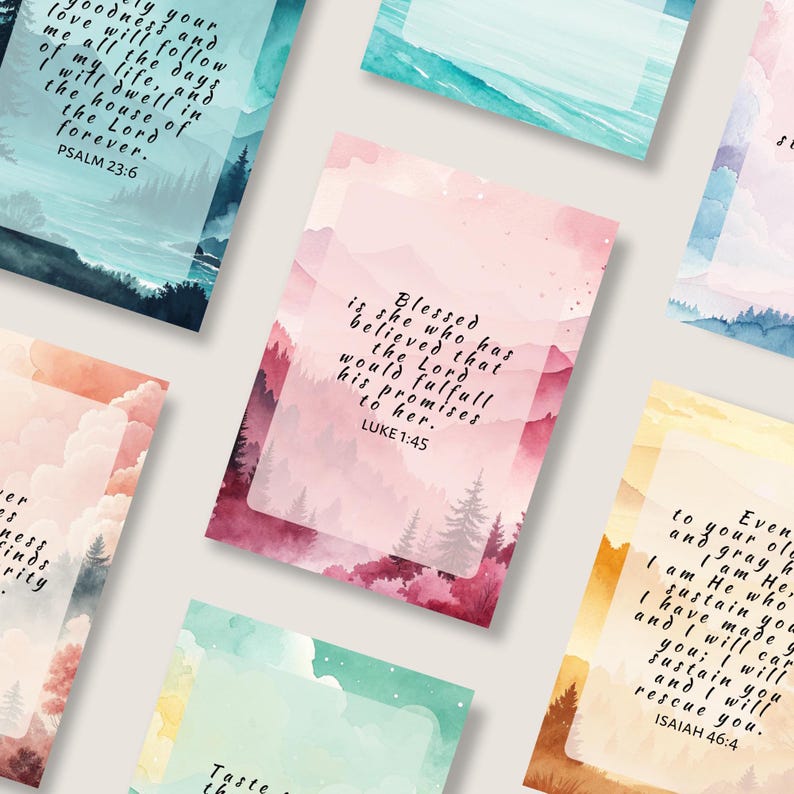 Nature Scripture Cards Set in Pastel Tones, Printable Bible Verse Cards ...
