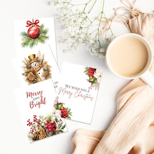 Printable Christmas Mini Cards, Set of 12 Festive 3x4 Inch Holiday ...