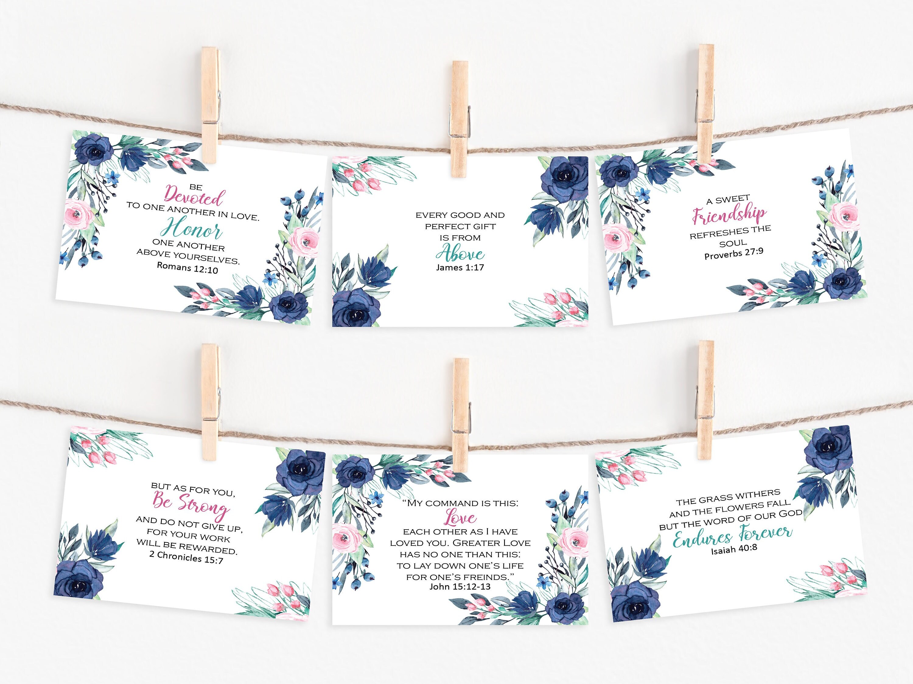 20 3x4 Bible Verse Watercolor Affirmation Printable Cards Pink - Etsy