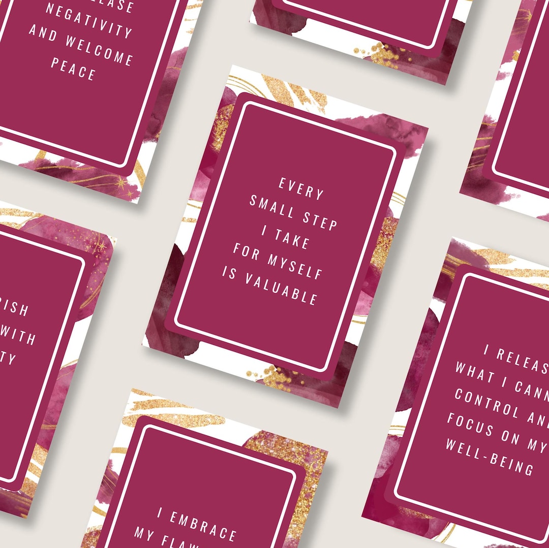 Watercolor Affirmation Cards: Self-love Quotes, Gold Accents (digital ...