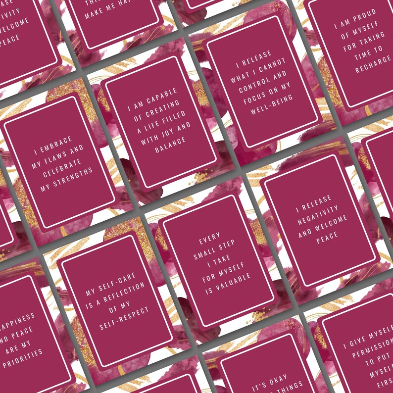 Watercolor Affirmation Cards: Self-love Quotes, Gold Accents (digital ...