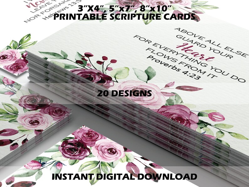 Mini Scripture Cards, Watercolor Bible Verse Card Set, Encouraging ...