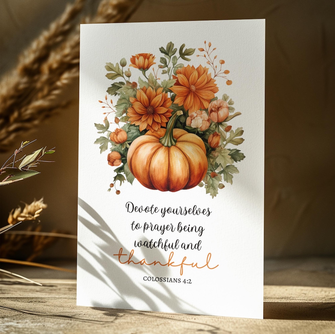 Thanksgiving Scripture Art: Autumn Pumpkin Floral Print (digital ...