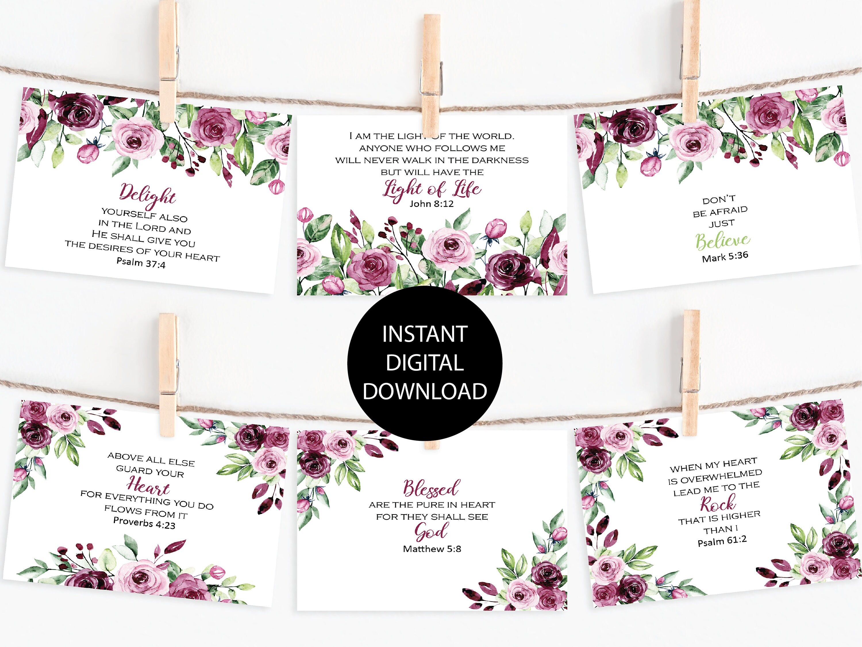 Mini Scripture Cards Watercolor Bible Verse Card Set - Etsy