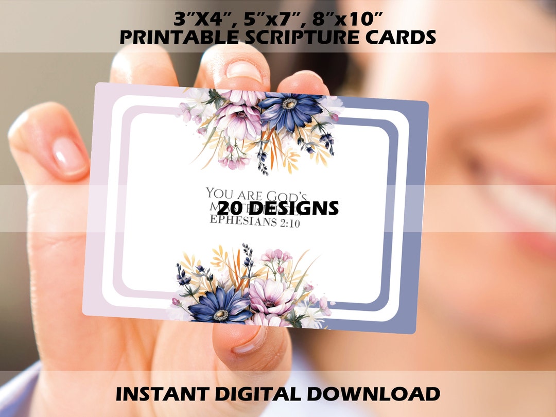 20 Mini Bible Insert Cards With Blue, Yellow and Pink Watercolor ...