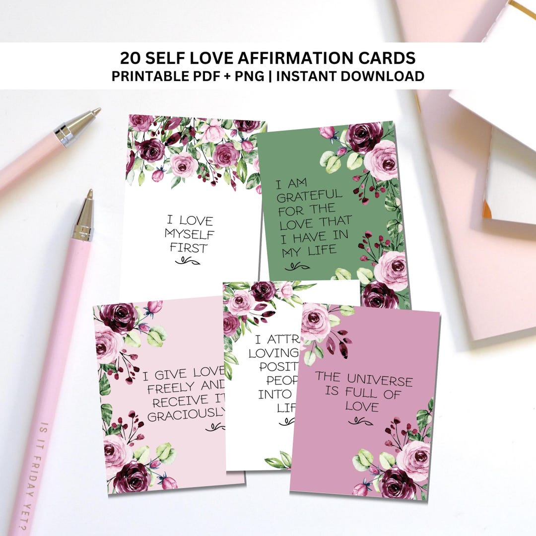 20 Self-love Affirmation Cards | Printable Positive Quotes | Floral ...