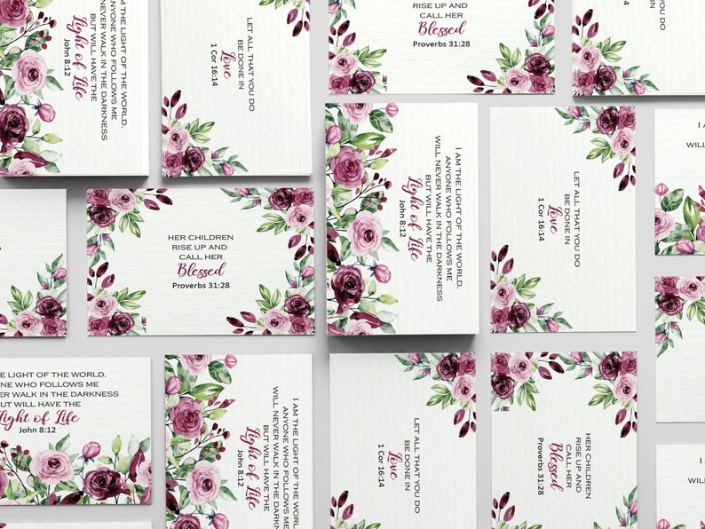 Mini Scripture Cards Watercolor Bible Verse Card Set - Etsy