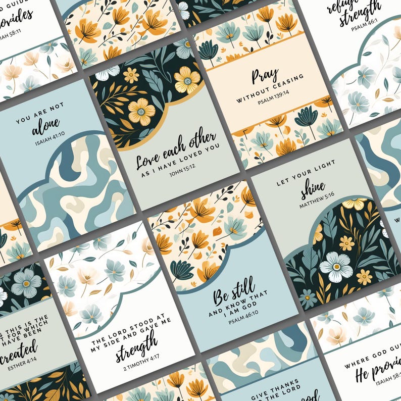 Floral Bible Verse Cards: Christian Inspiration (digital Download ...