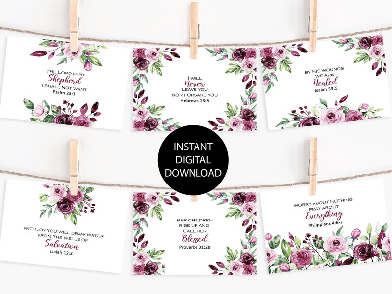 Mini Scripture Cards, Watercolor Bible Verse Card Set, Encouraging ...