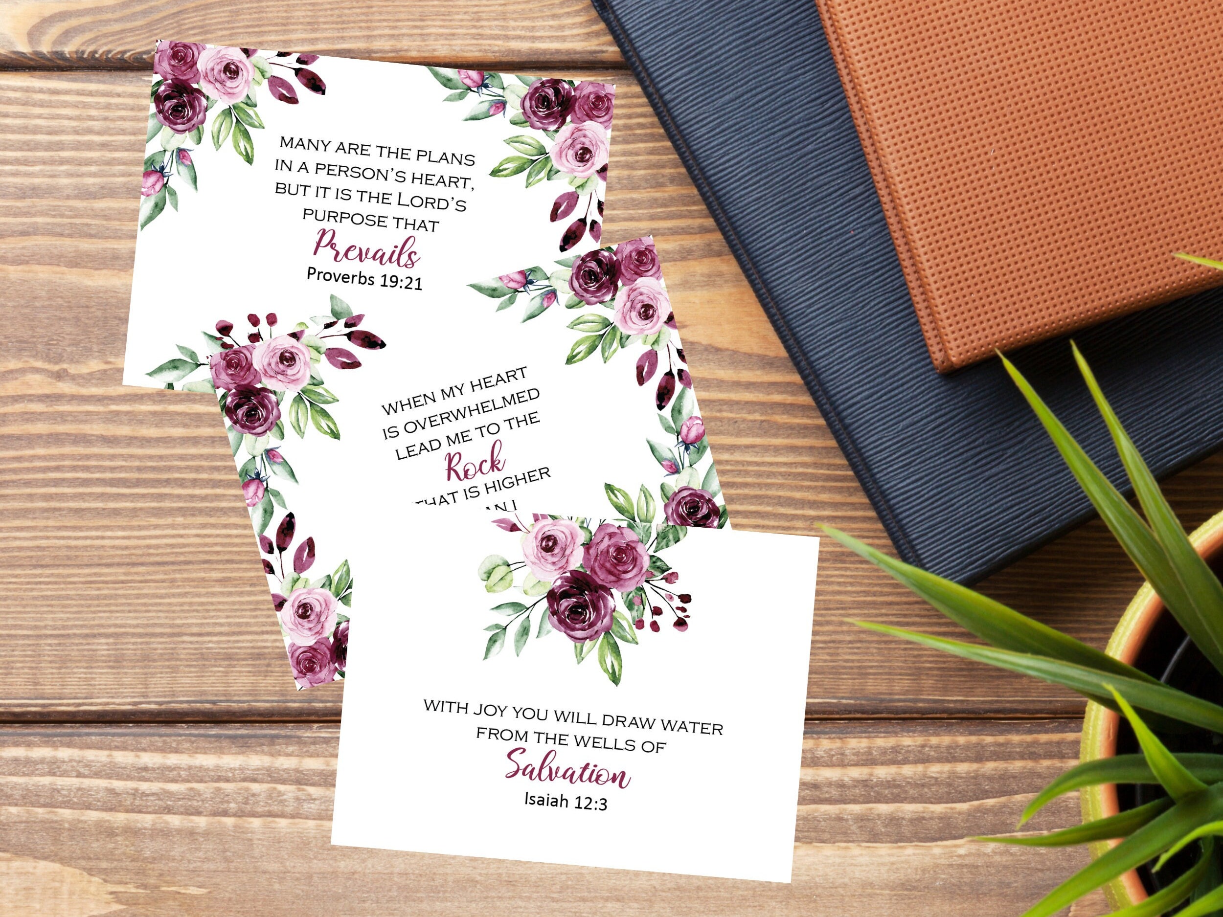 Mini Scripture Cards, Watercolor Bible Verse Card Set, Encouraging ...