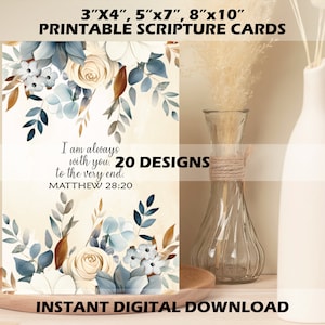 Bible Verse Cards, White Flower Arrangement Watercolor Cards With Blue ...