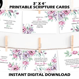 Bible Verse Affirmation Printable Cards Pink + Purple Botanical ...