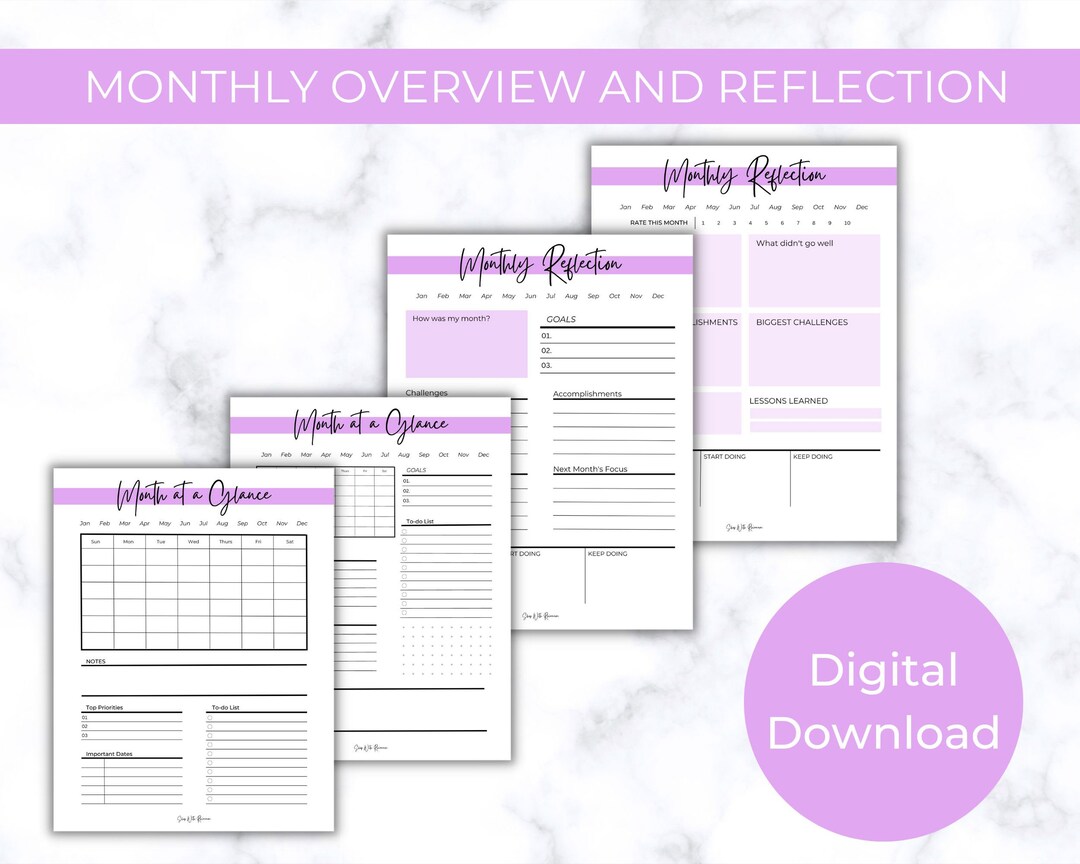 ADHD Month at a Glance Planner Printable, Monthly Planner Printable ...