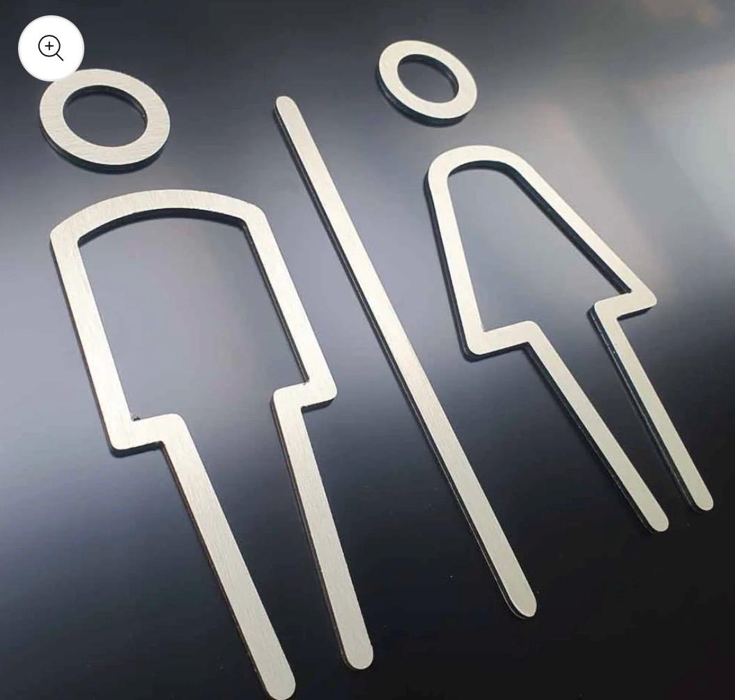 Custom 3D Toilet Door Sign Aluminium Acrylic Restroom Signage Brushed ...