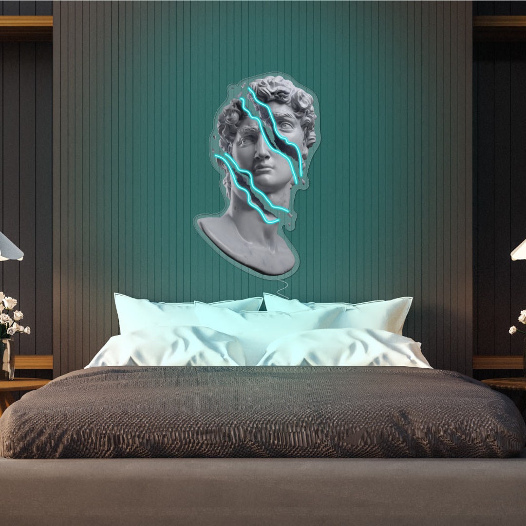 Michelangelos Head Neon Sign David of Michelangelo Bust Wall Art, David ...
