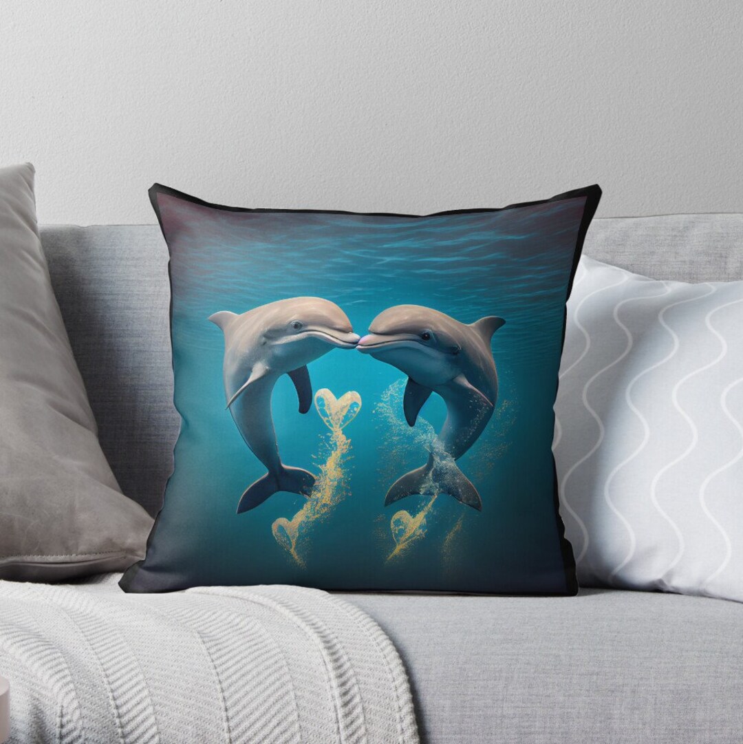 Dolphins in Love Digital Art Print, AI Generated, AI Art, Digital ...