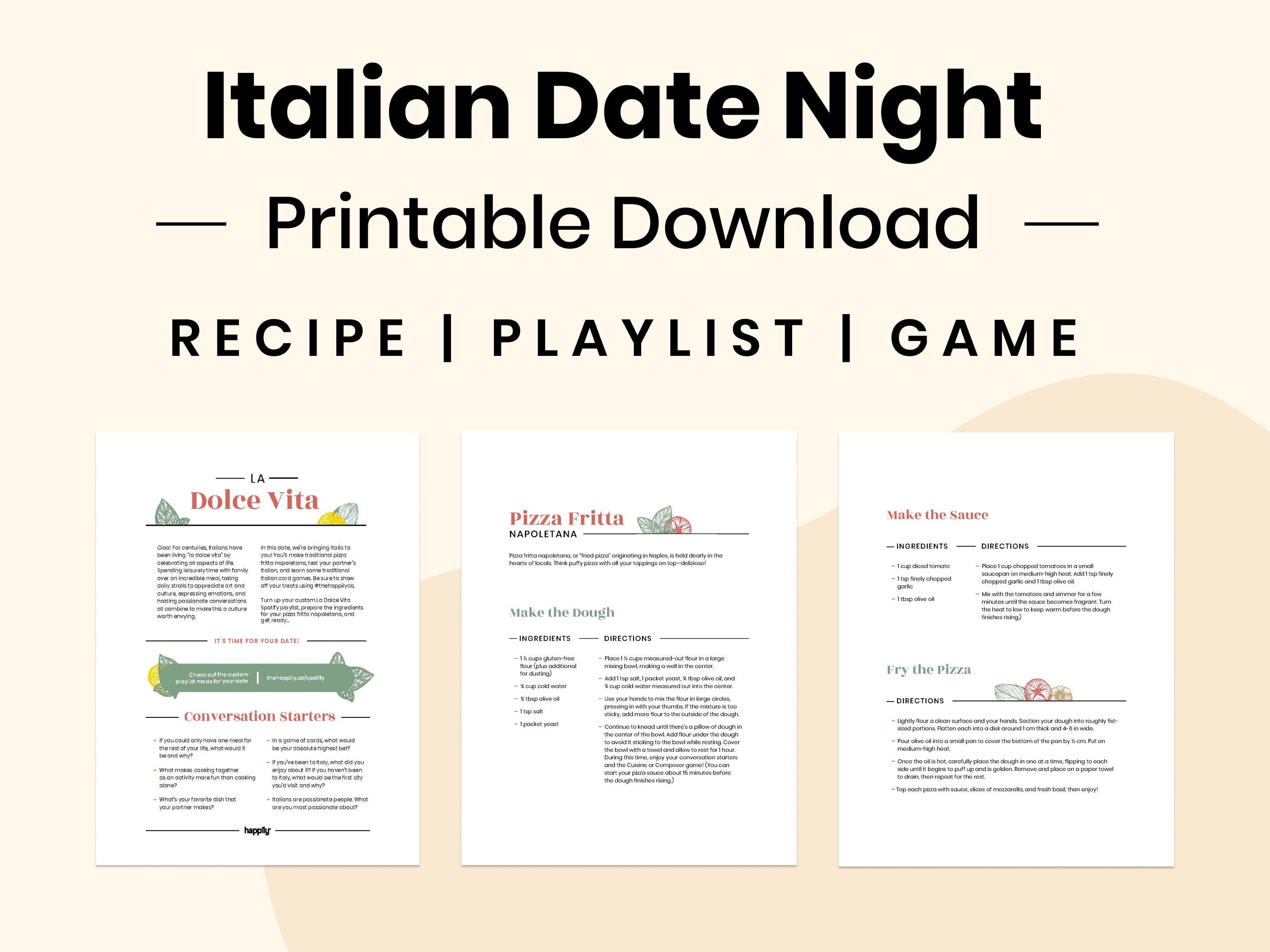 Italian Date Night Couples Printable Date Night Ideas Instant Download ...