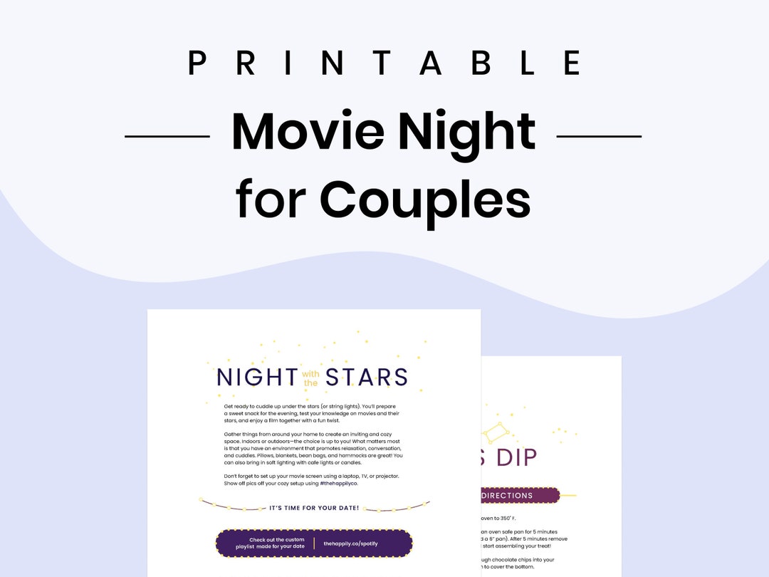 Couples Movie Date Night Printable Instant Date Night Date Night ...