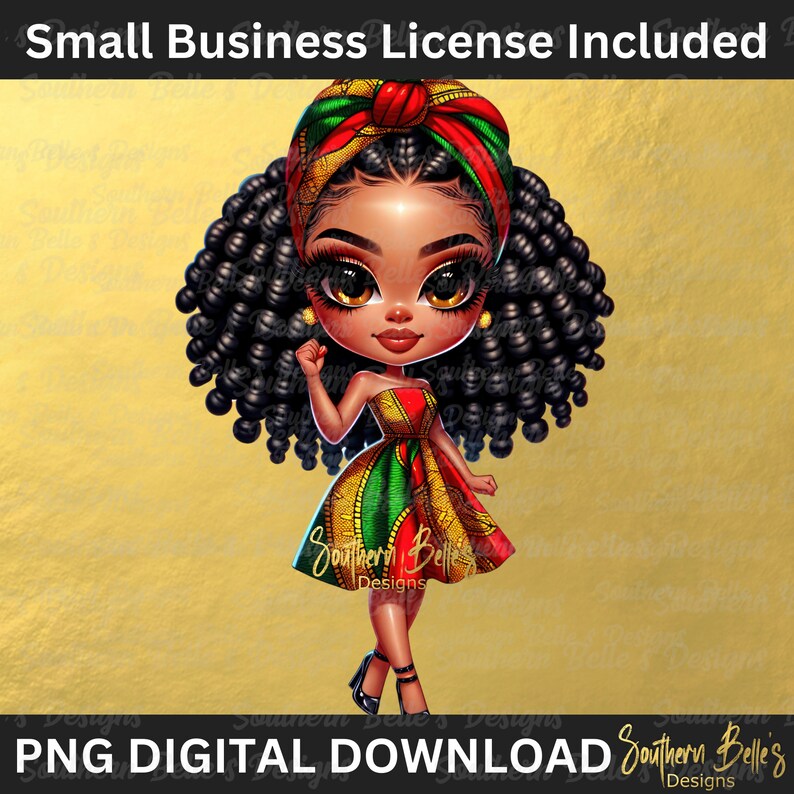 Black Woman Clip Art Bundle Sublimation Designs African-american PNG Small Business Commercial ...