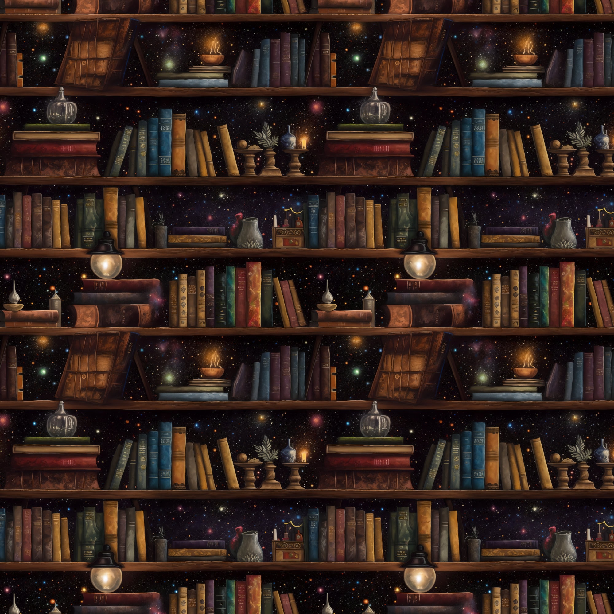 Dark Academia Bookshelf Seamless Pattern AOP Pattern - Etsy
