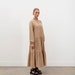 Tan Buttoned Maxi Dress Women's Long Sleeve Dress Tiered Cotton Dress ...