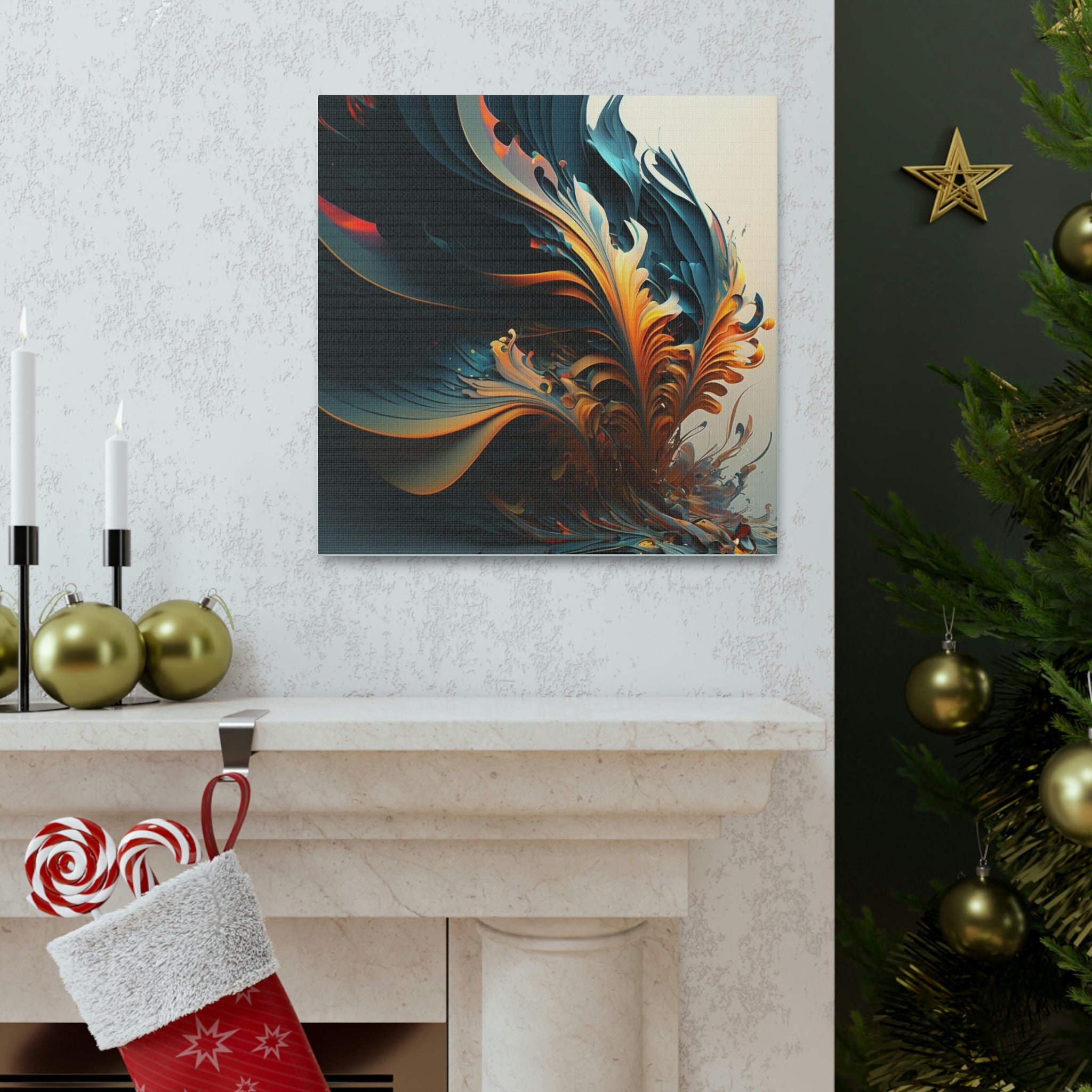 Peacock Abstract Art Canvas Gallery Wraps - Etsy