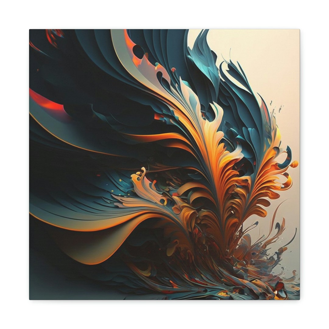 Peacock Abstract Art Canvas Gallery Wraps - Etsy