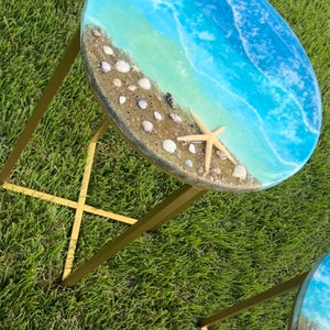 Epoxy Seashell Accent Table - Etsy