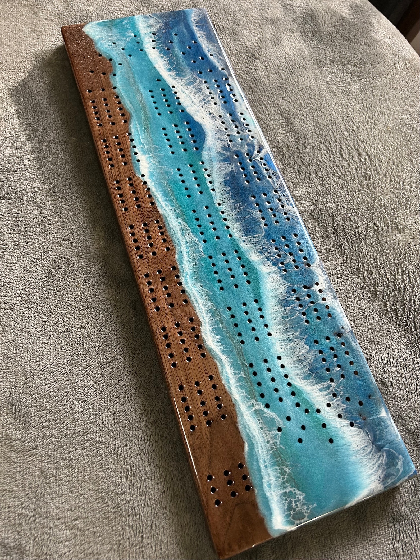 Epoxy Resin Ocean Theme Walnut Cribbage Board - Etsy