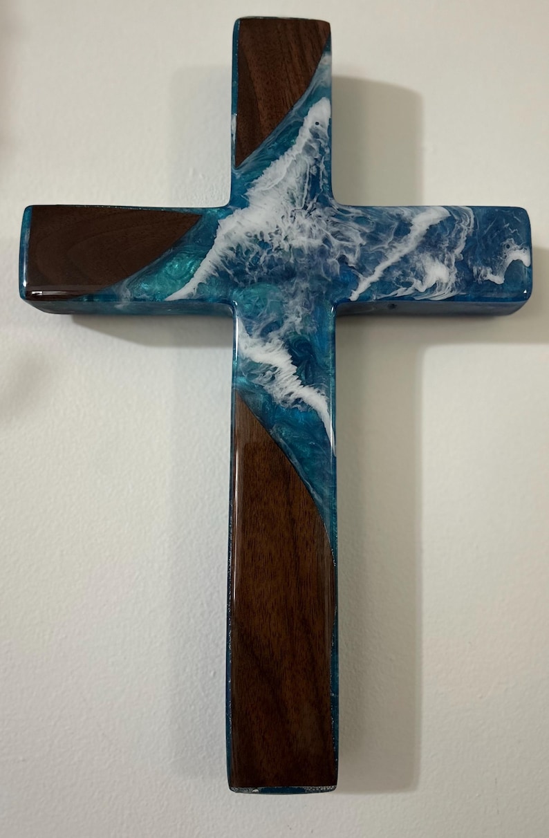 Ocean Themed Live Edge Epoxy Resin Cross - Etsy