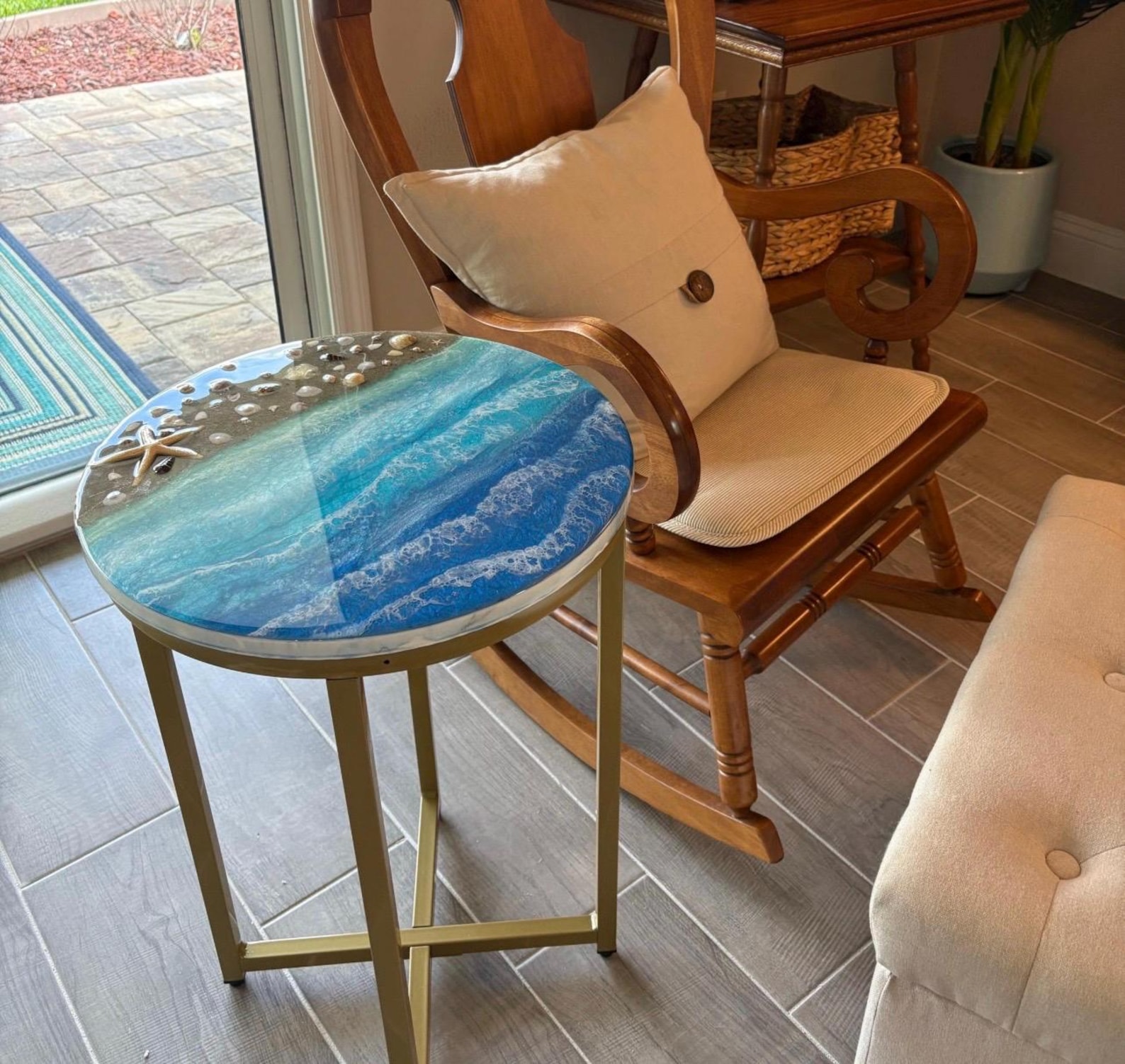 Epoxy Seashell Accent Table - Etsy
