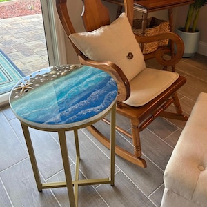 Epoxy Seashell Accent Table - Etsy