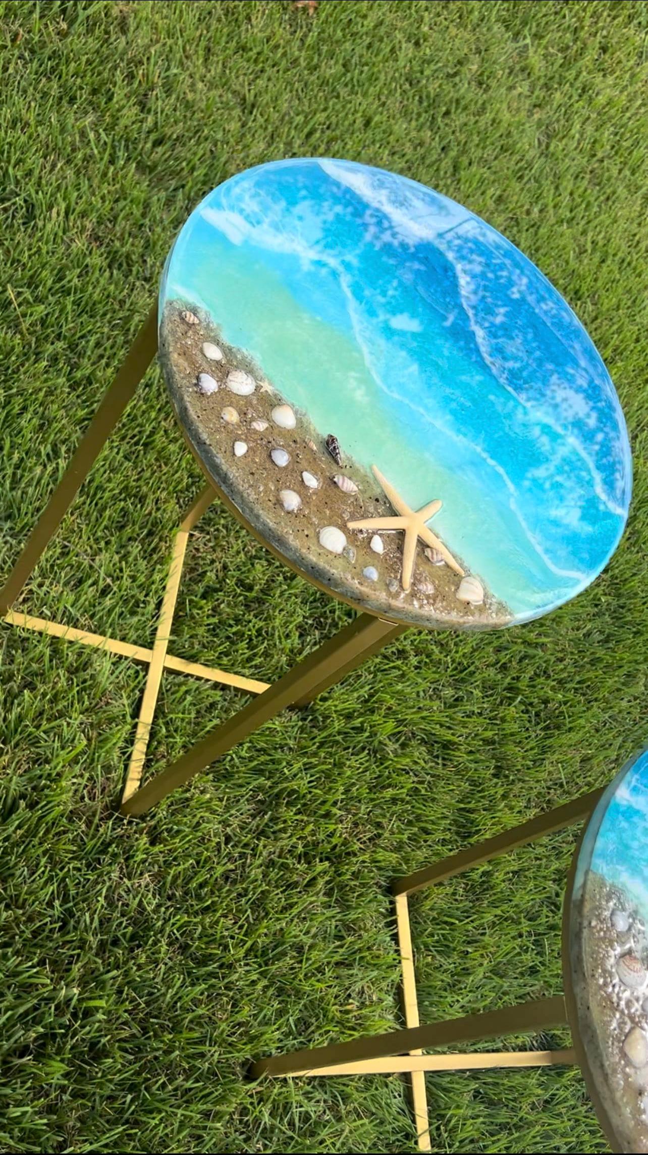 Epoxy Seashell Accent Table - Etsy