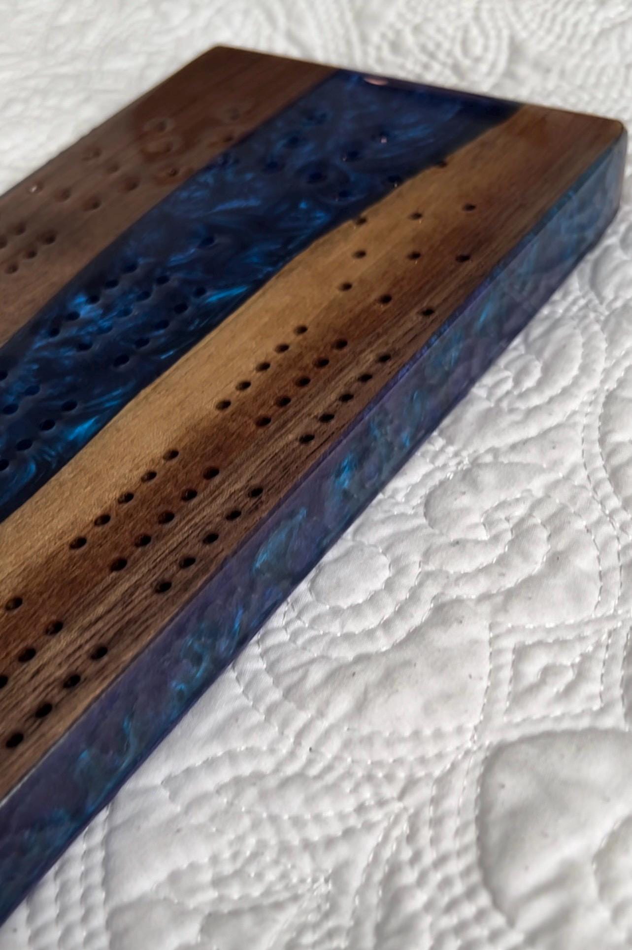 Customizable Epoxy Resin Walnut River Cribbage Board - Etsy
