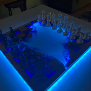 Customizable Epoxy Resin Chess Board With Led Lights - Etsy
