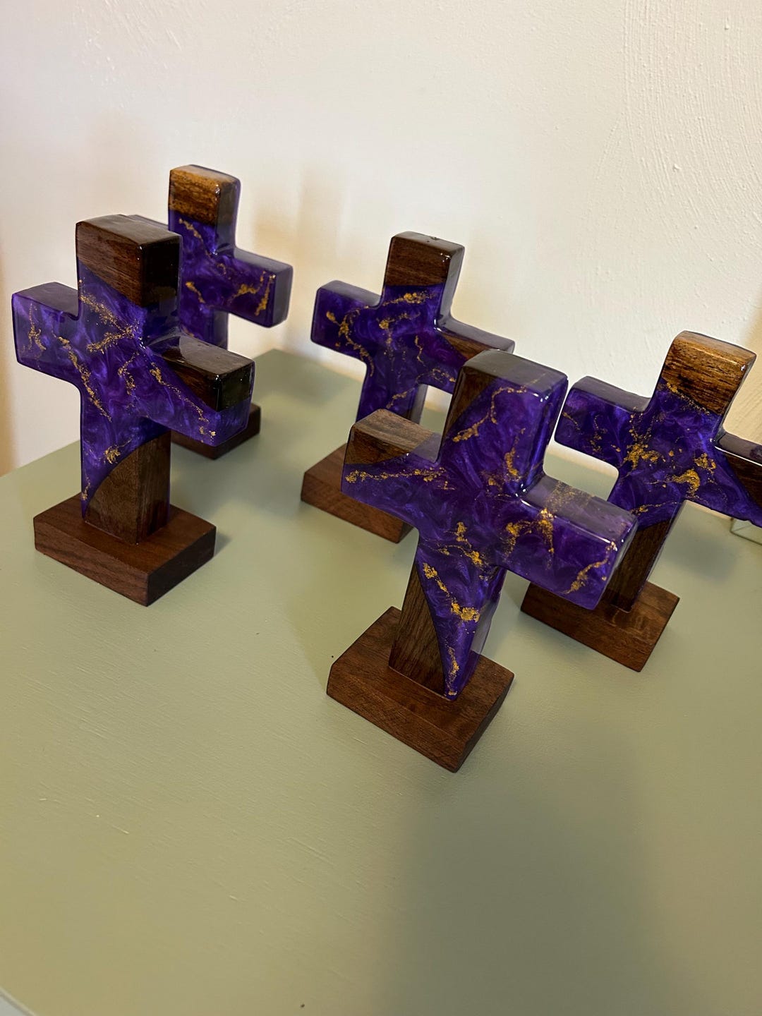Customizable 4” to “8 Live Edge Epoxy Resin Cross With Stand - Etsy