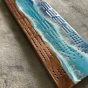 Epoxy Resin Ocean Theme Walnut Cribbage Board - Etsy
