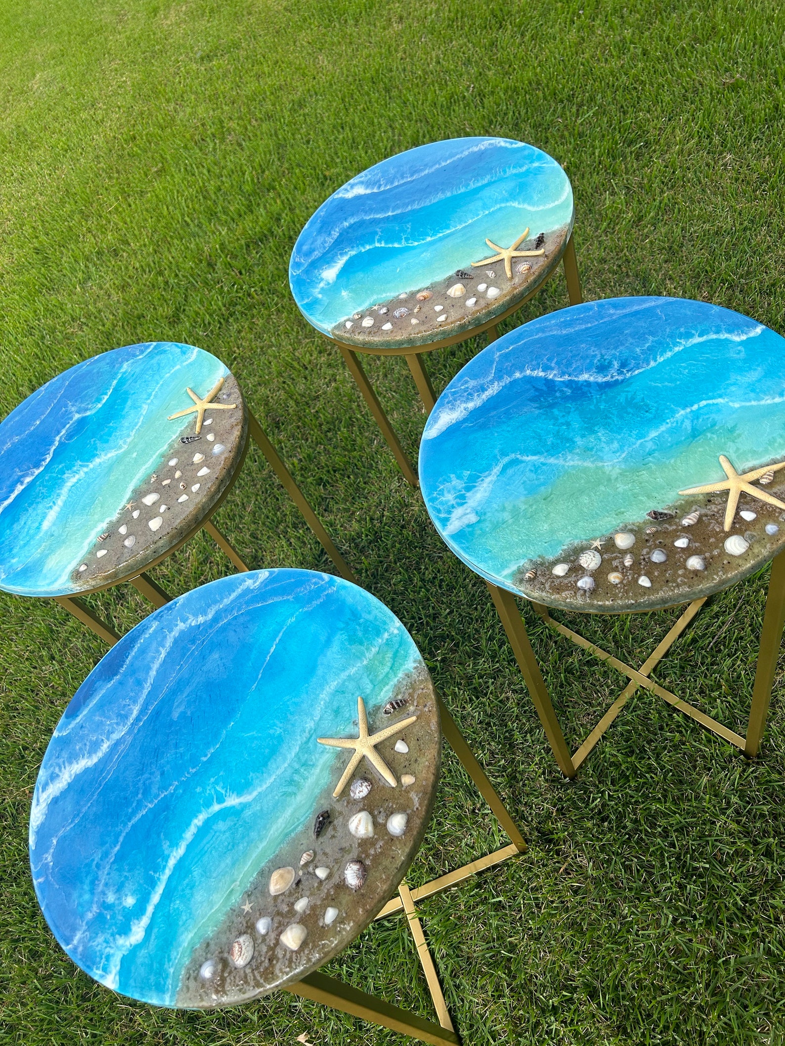 Epoxy Seashell Accent Table - Etsy
