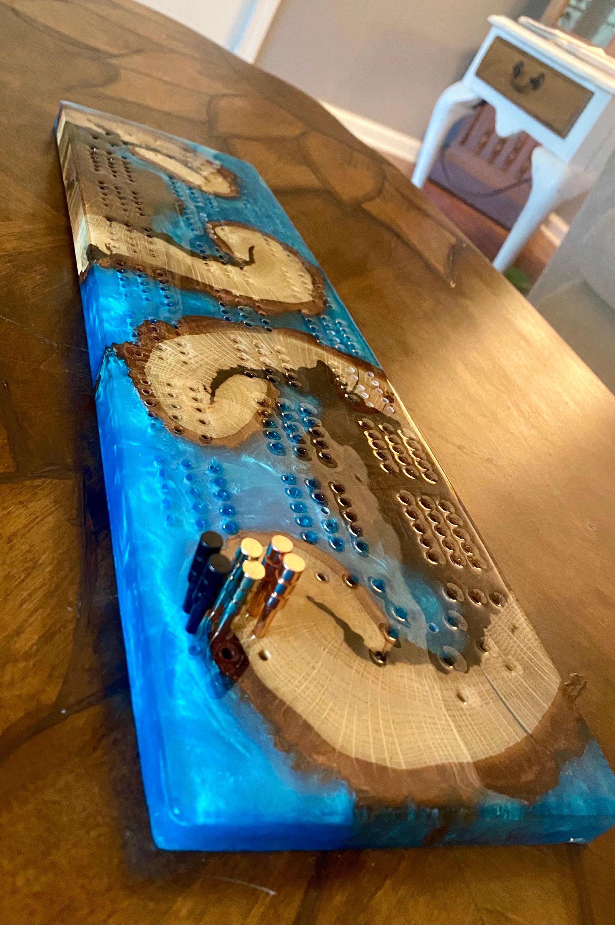 Epoxy Resin Cribbage Board - Etsy