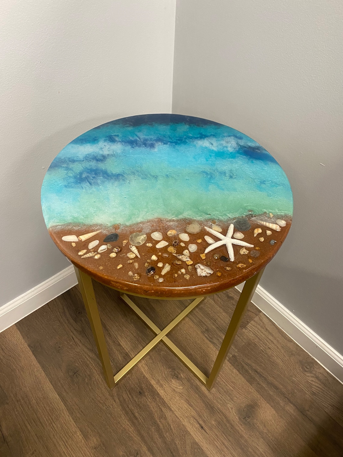 Epoxy Seashell Accent Table - Etsy